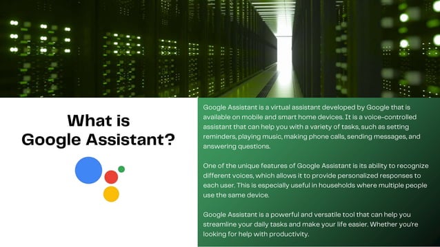 Presentation on AI, Google Assistant | PPTX | Operating Systems | Computer Software and Applications