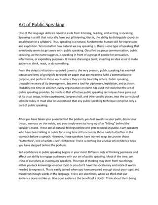 Art of public speaking | DOC