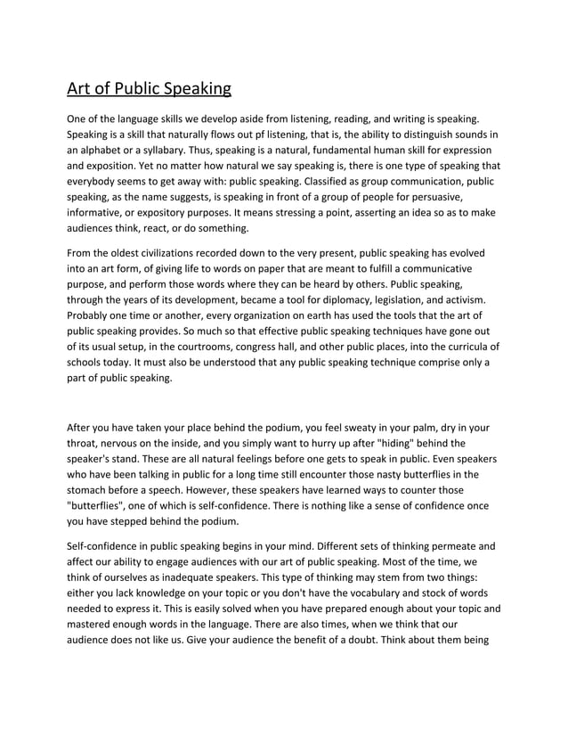 Art of public speaking | PDF