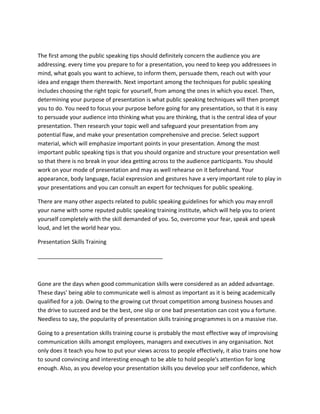 Art of public speaking | DOC