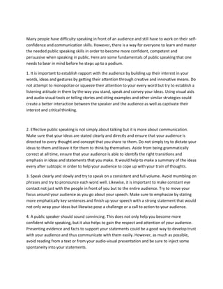 Art of public speaking | DOC