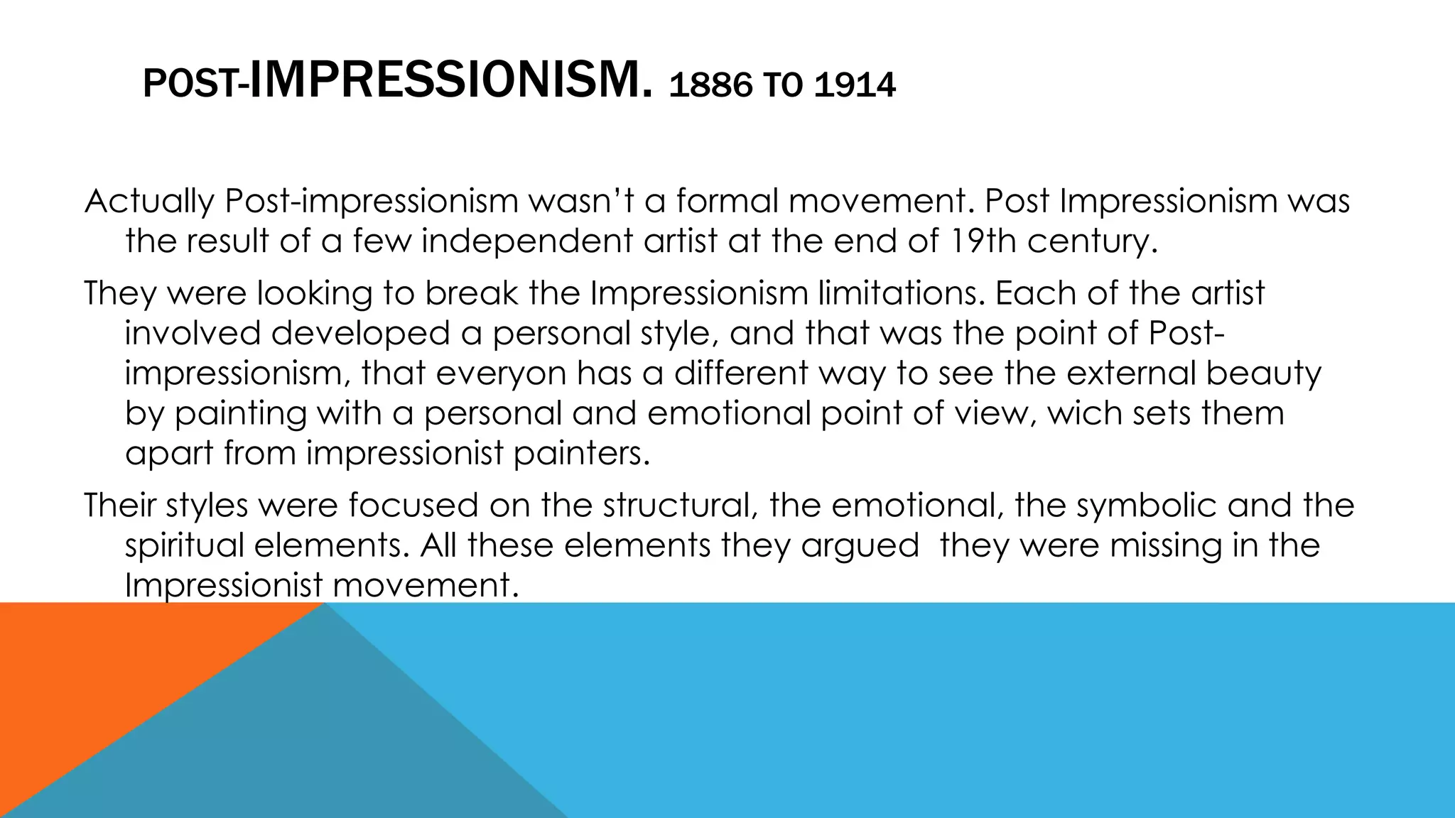 Art of the 19th century, post impressionism | PPTX