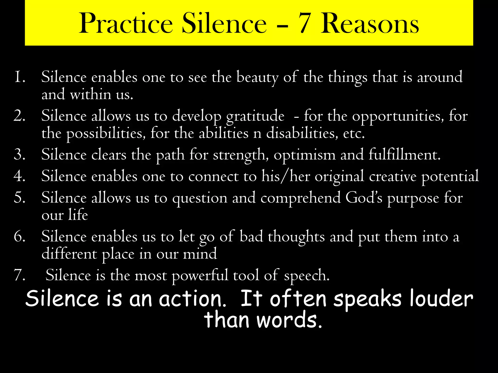 Art of Well Being - Practice Silence