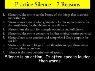 Art of Well Being - Practice Silence | PPTX