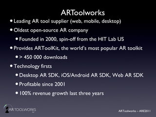ARToolworks ARE2011: Building an Open-Source AR Business. | PPT