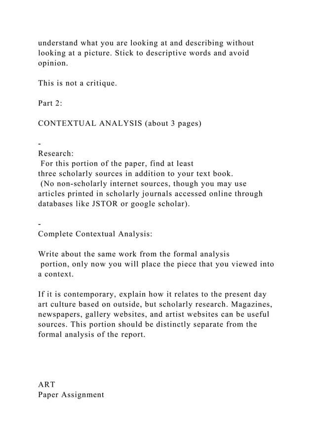 ARTPaper Assignment TopicVisit a museum or gallery in Sou.docx | Arts ...