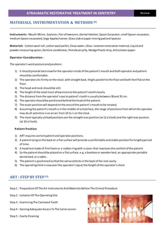 Atraumatic Restorative Treatment : A Review | PDF