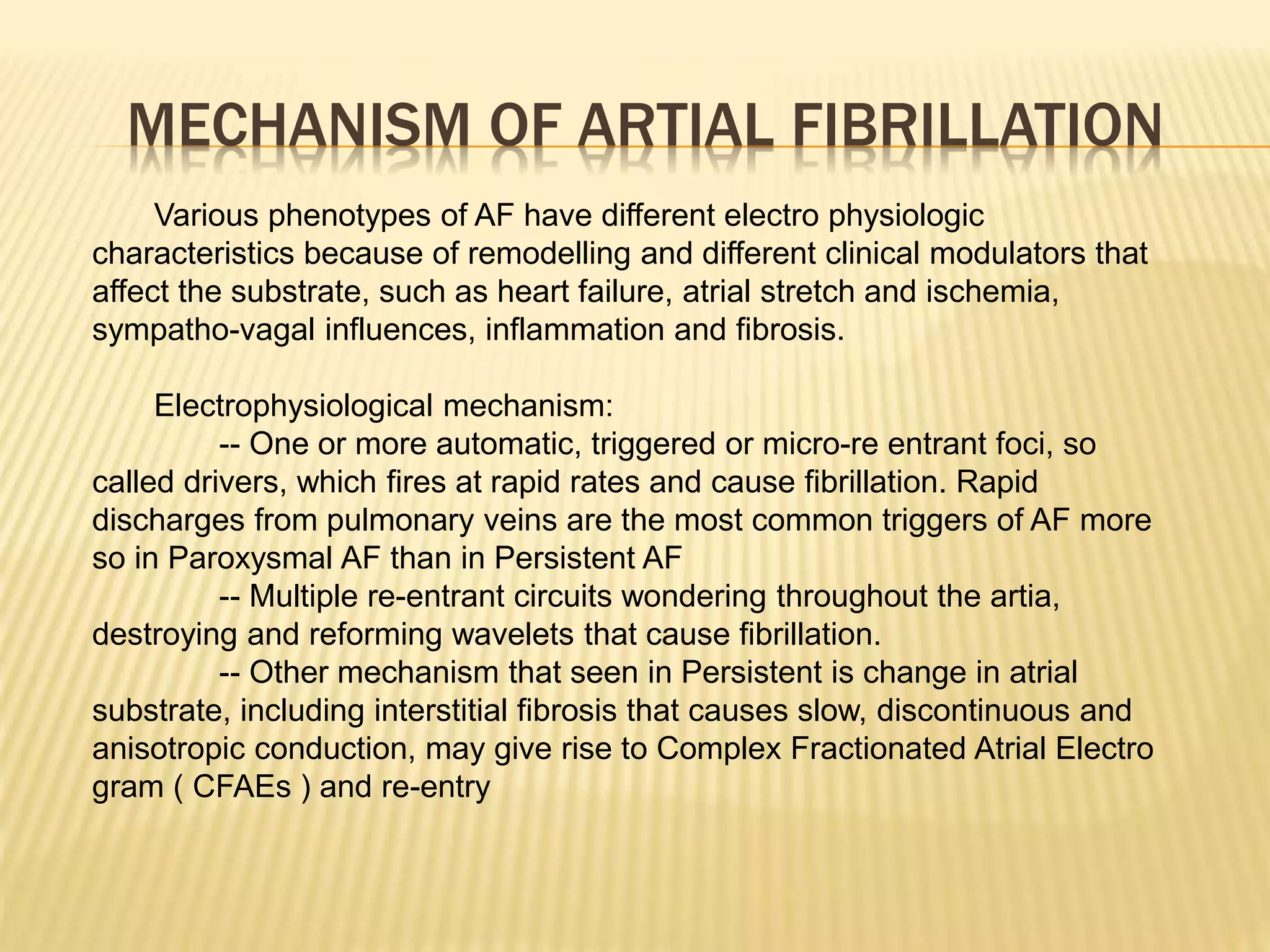 Artrial fibrillation classification & management guideline | PPTX