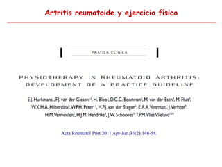 Artritis reumatoide y ejercicio | PPTX