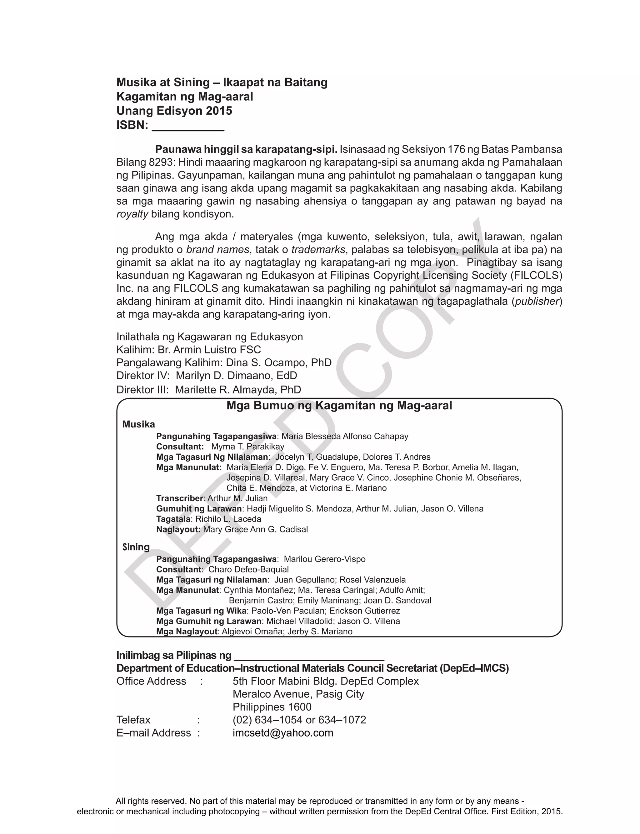 K TO 12 GRADE 4 LEARNER’S MATERIAL IN ARTS (Q1-Q4) | PDF