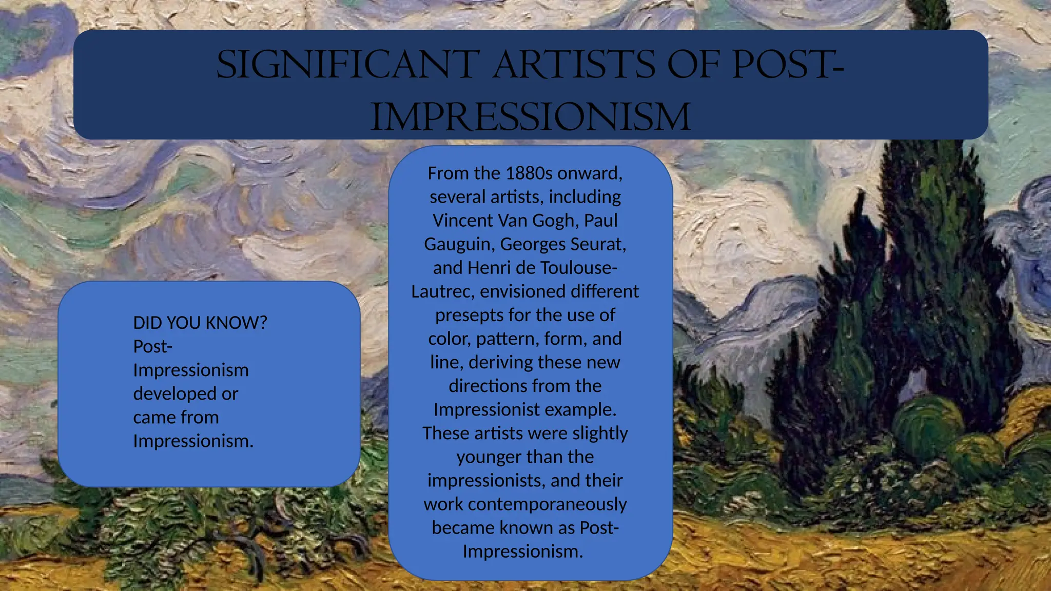 Grade 9 (arts) Topic: Post impressionism | PPT