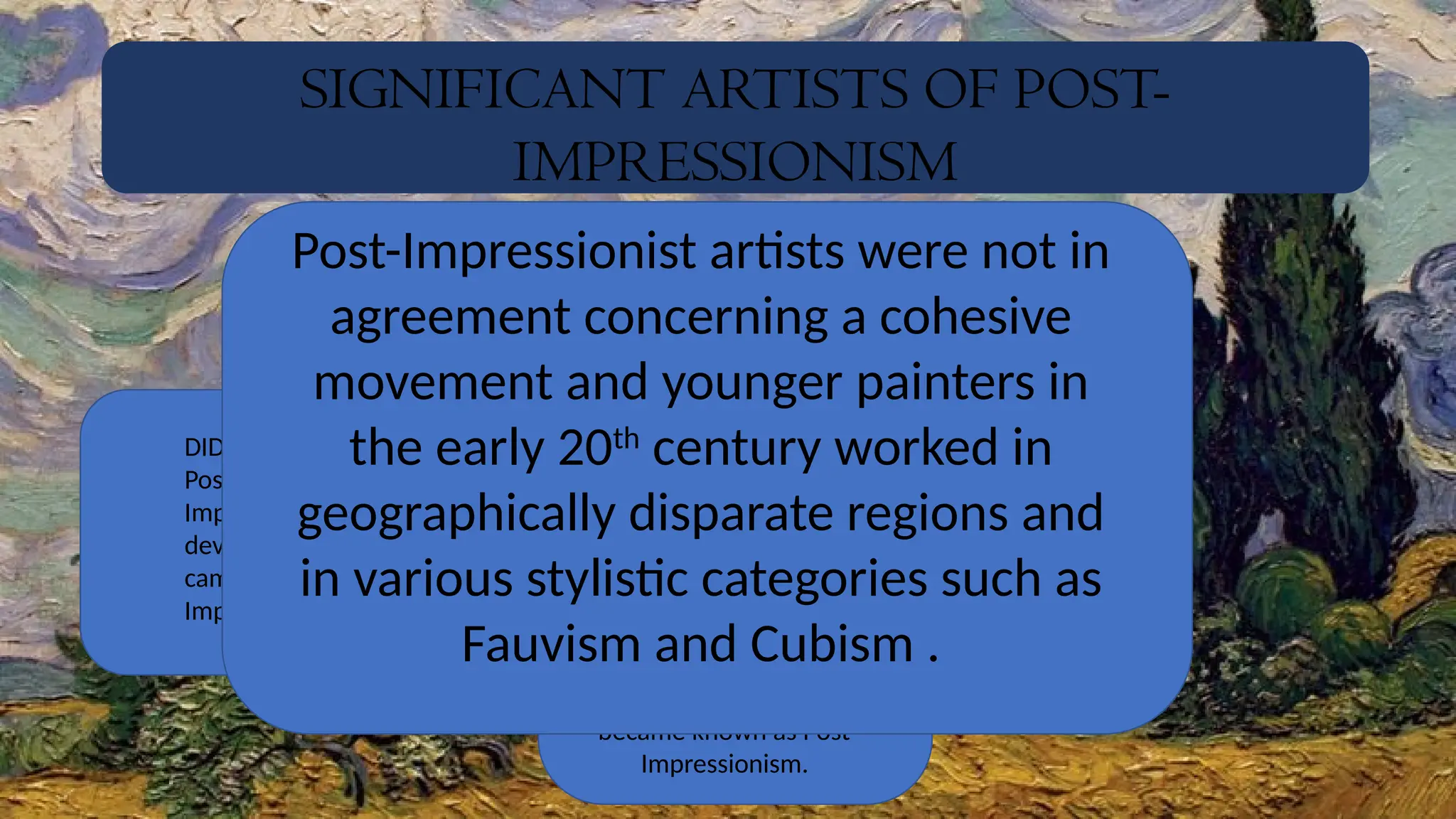 Grade 9 (arts) Topic: Post impressionism | PPT