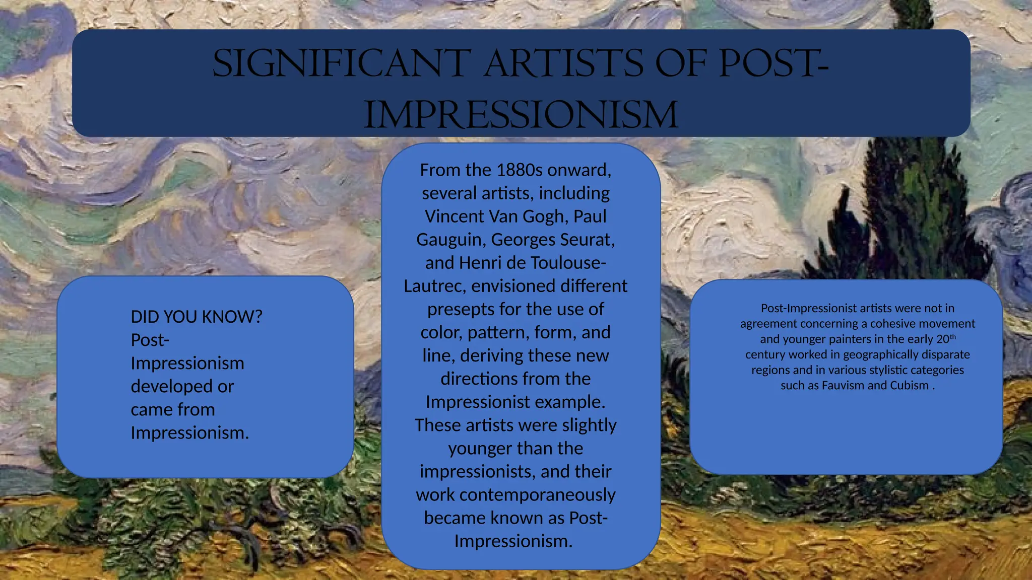 Grade 9 (arts) Topic: Post impressionism | PPT