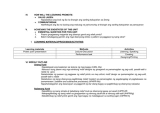 Self-Learning Module in Arts for Third and Fourth Quarter | DOCX