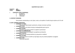 Self-Learning Module in Arts for Third and Fourth Quarter | DOCX