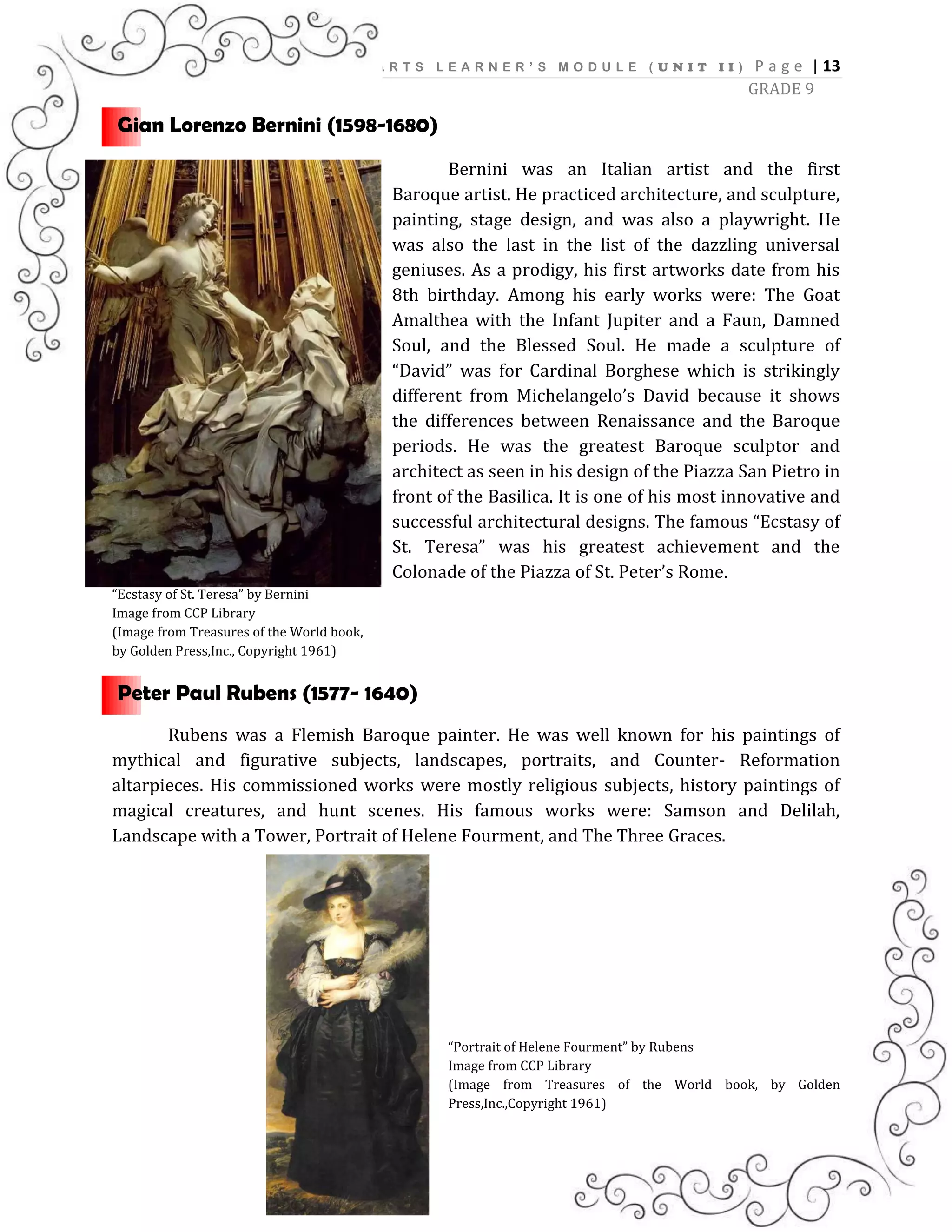 ARTS OF THE RENAISSANCE AND BAROQUE PERIODS | PDF