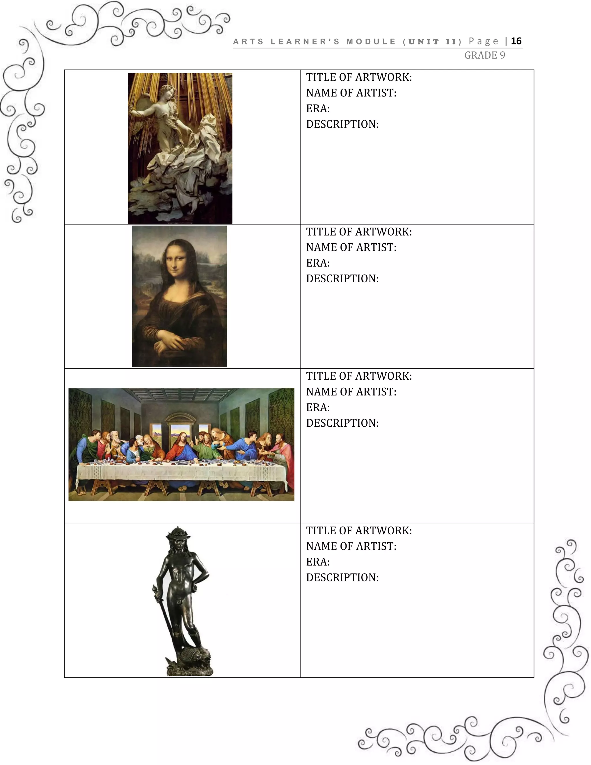 ARTS OF THE RENAISSANCE AND BAROQUE PERIODS | PDF