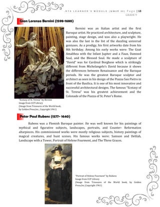 ARTS OF THE RENAISSANCE AND BAROQUE PERIODS | PDF