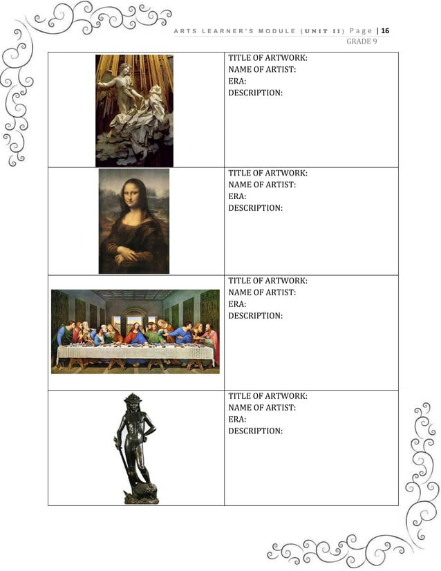 ARTS OF THE RENAISSANCE AND BAROQUE PERIODS | PDF | Design | Fine Art
