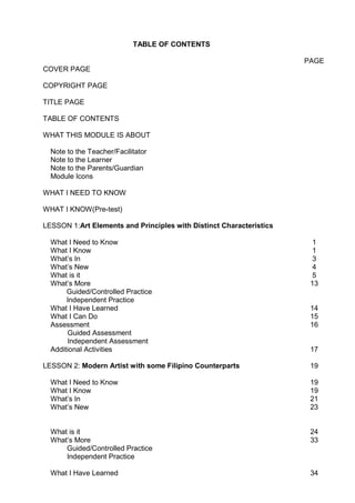 Arts quarter1-mod1-cover-lesson-1-5 v3 | PDF