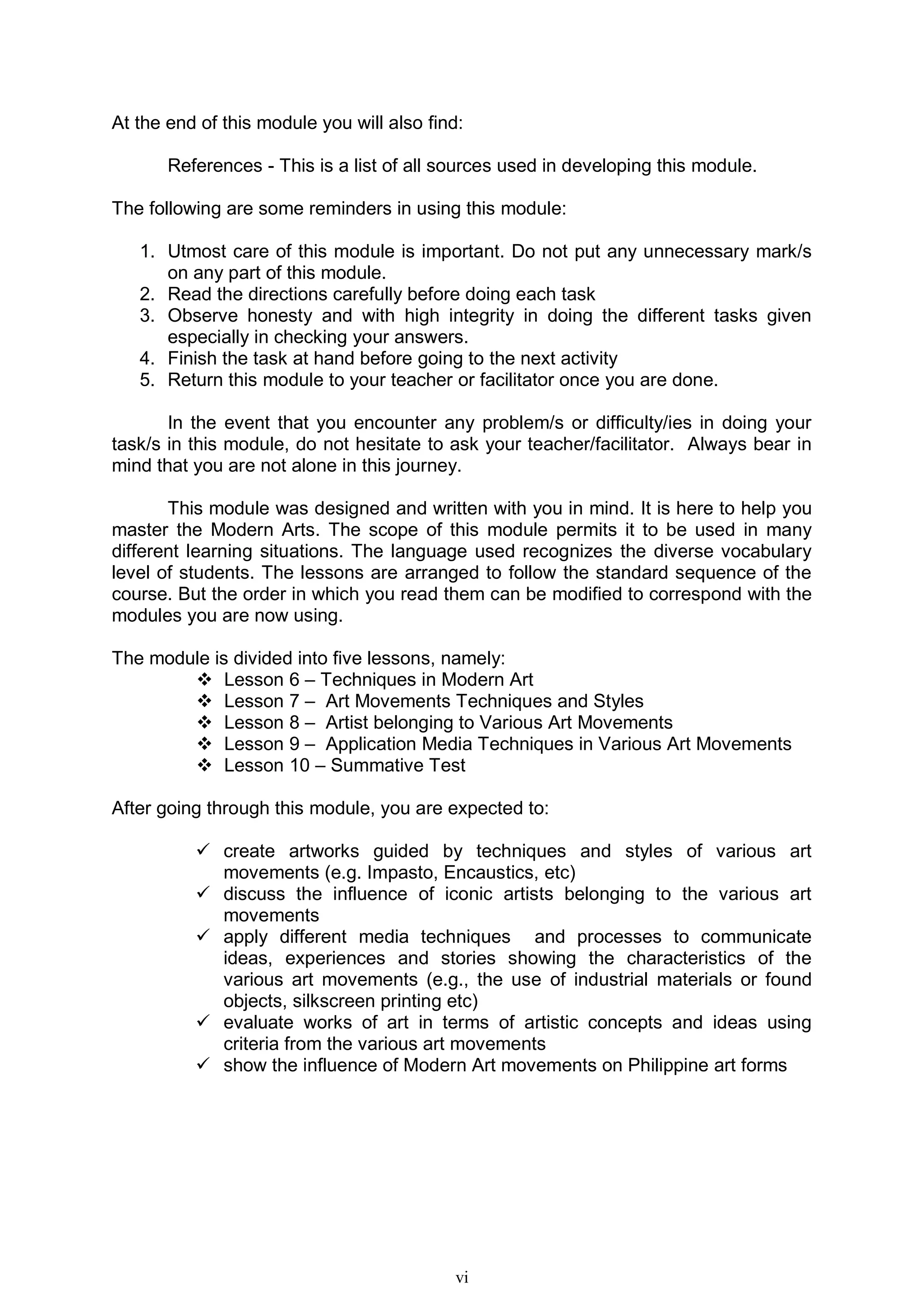 Arts Quarter1 Mod2 Cover Lesson 6 10 V3 Pdf