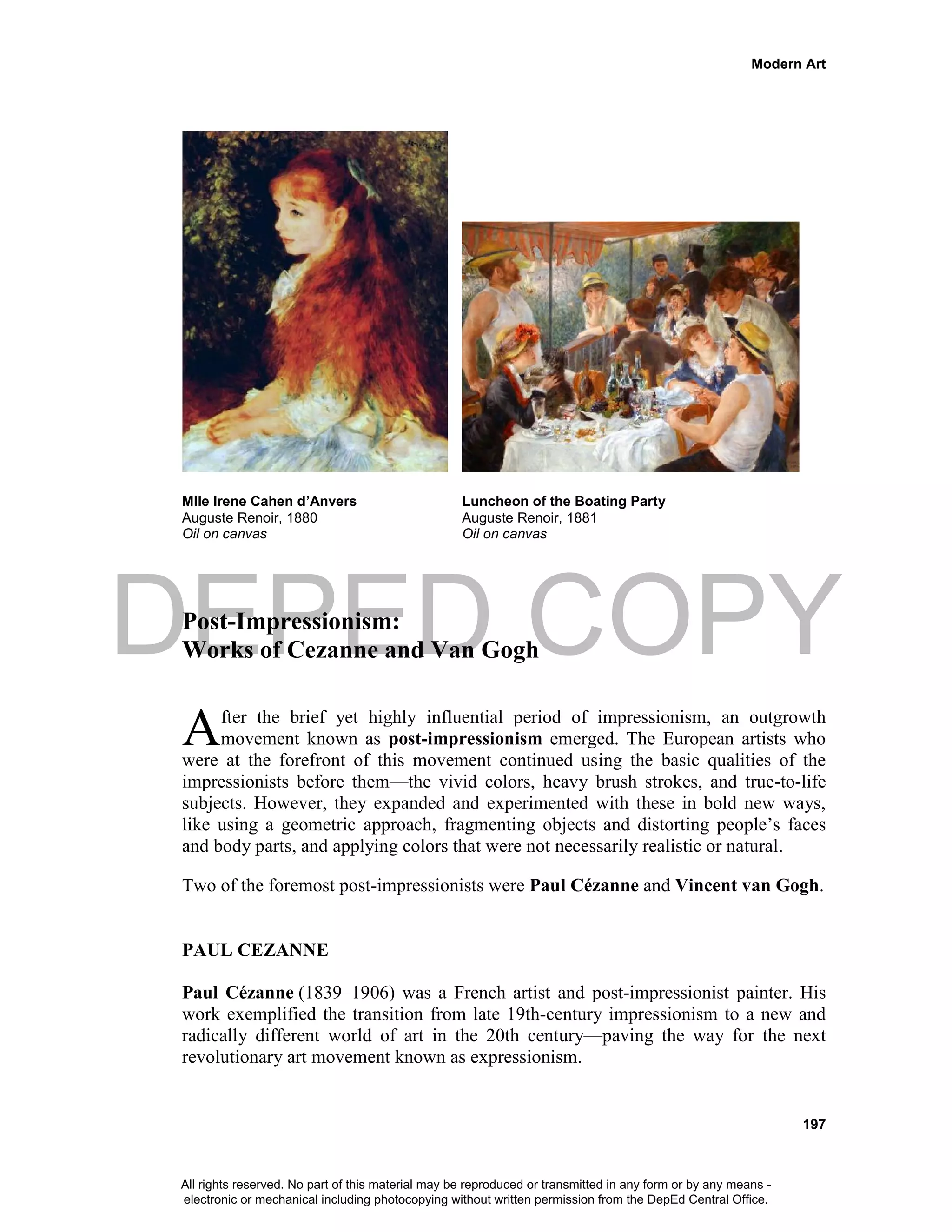 Grade 10 Arts - Learning Material {Unit I: MODERN ART} | PDF