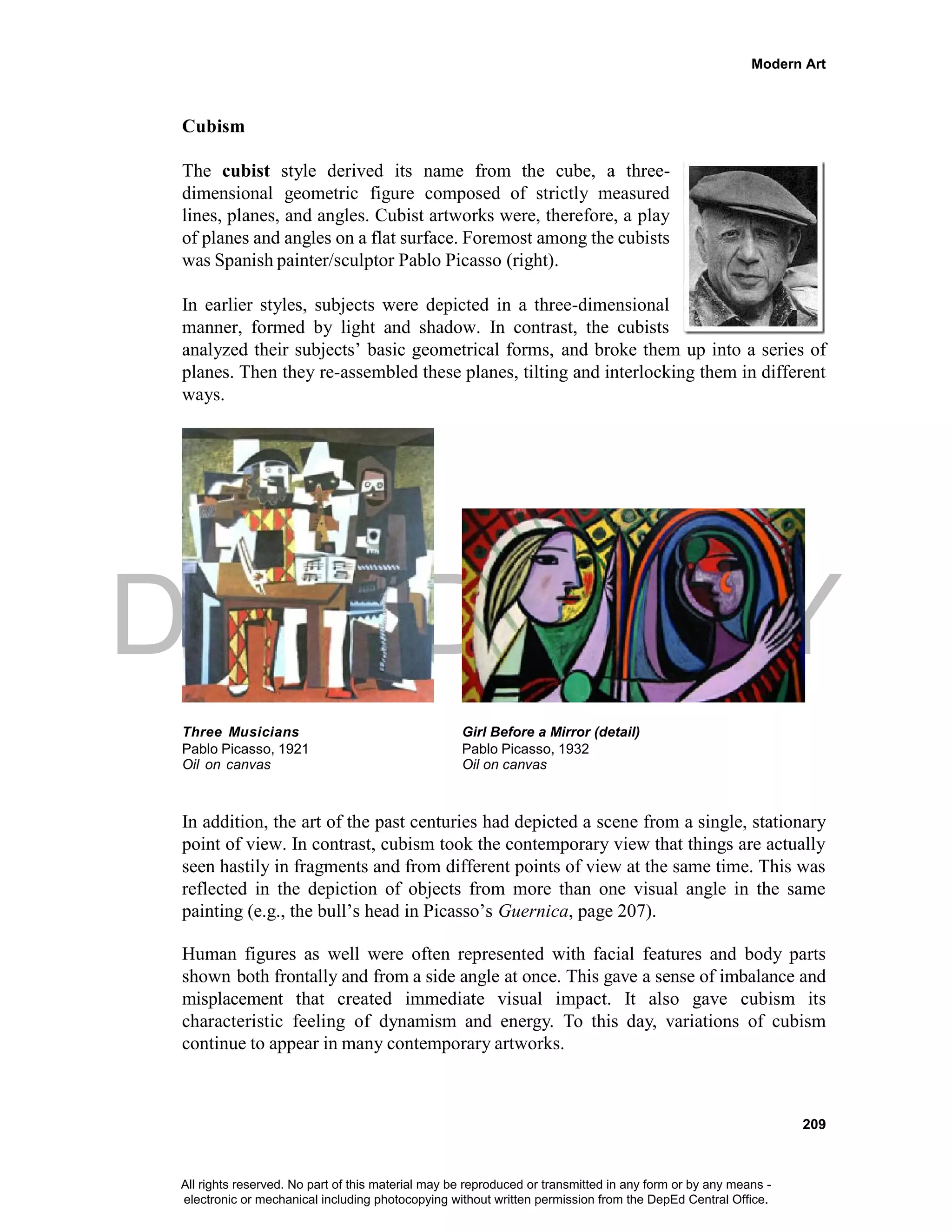 Grade 10 Arts - Learning Material {Unit I: MODERN ART} | PDF