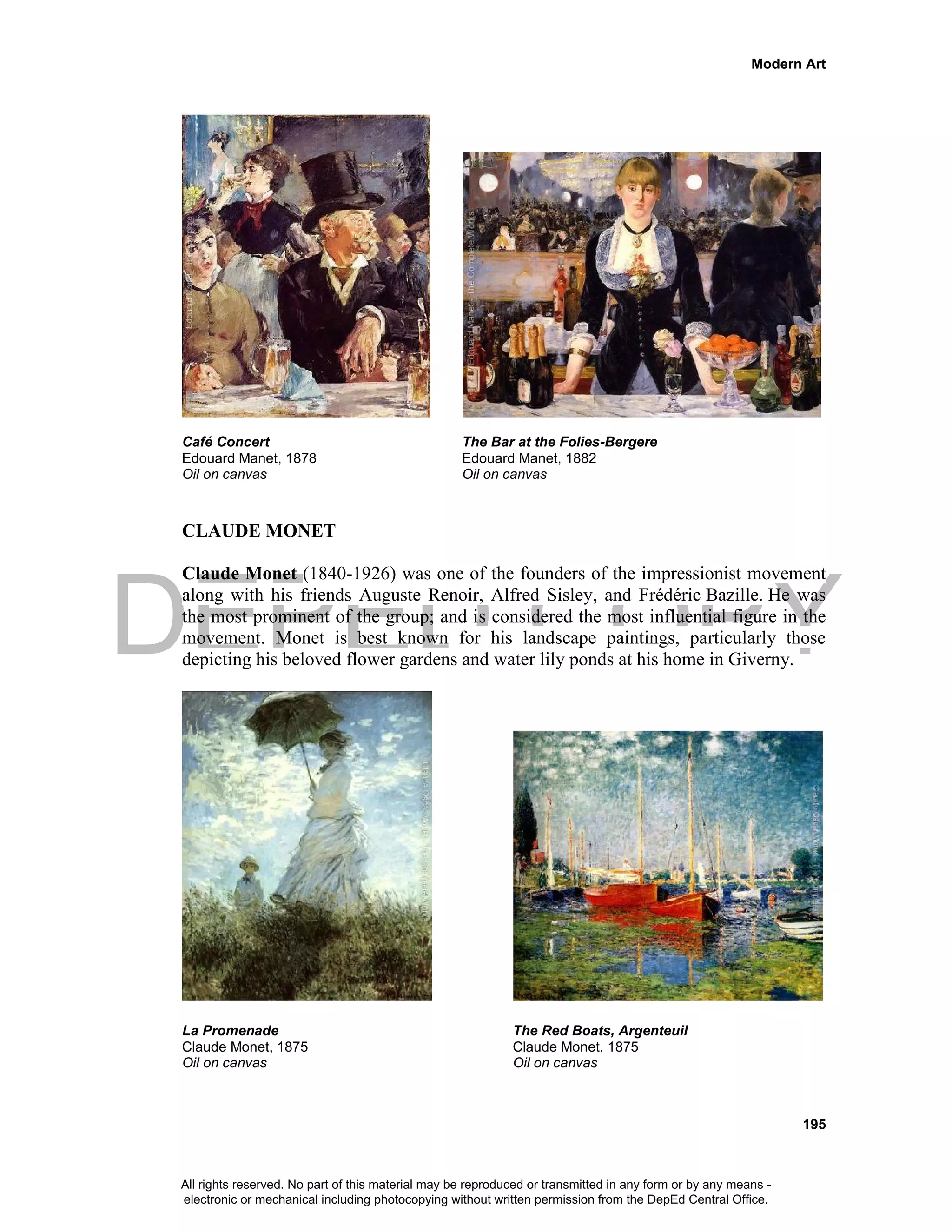 Grade 10 Arts - Learning Material {Unit I: MODERN ART} | PDF