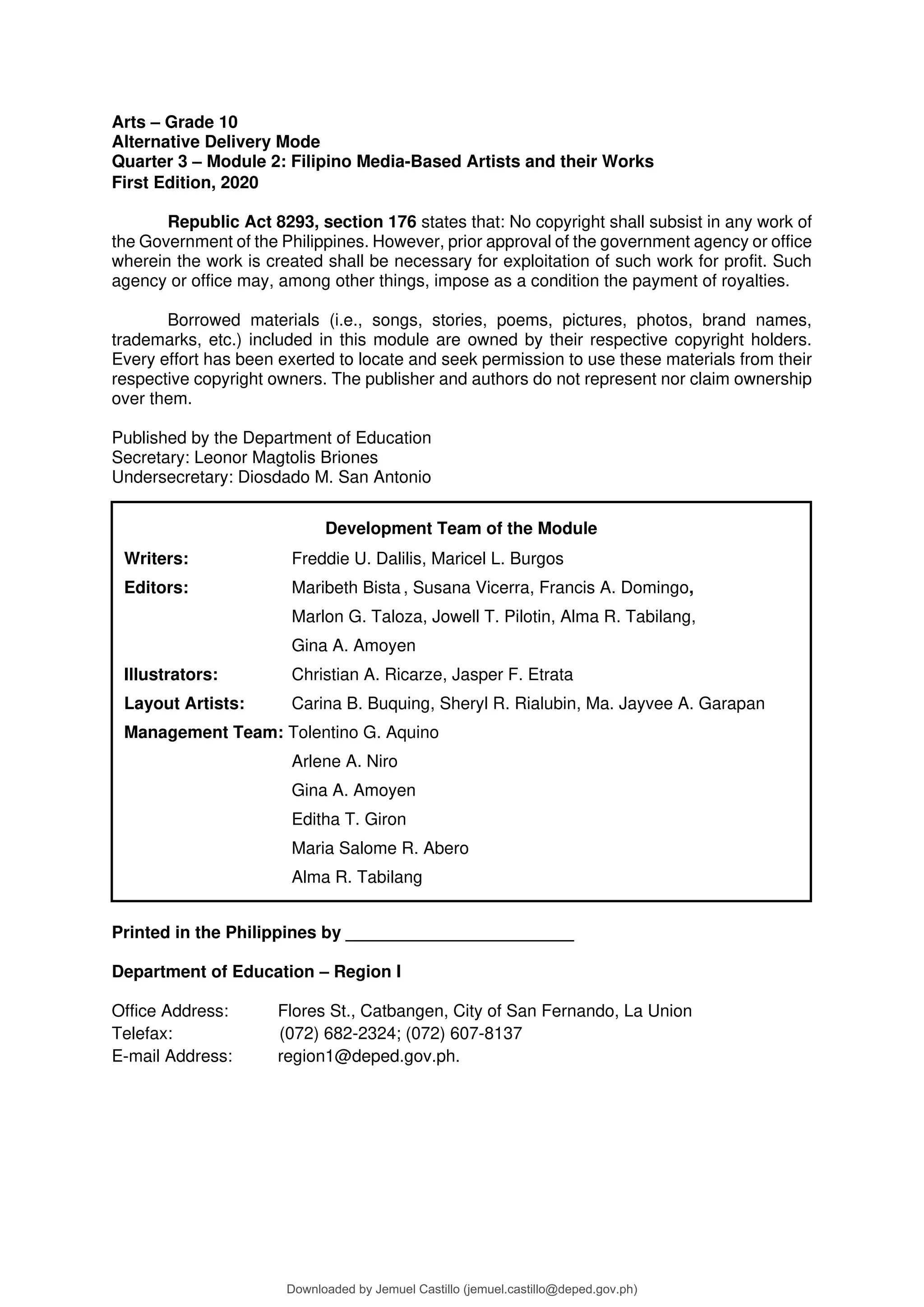 arts10-quarter3-module-2.pdf mapeh 2023- arts for grade 102024 | PDF