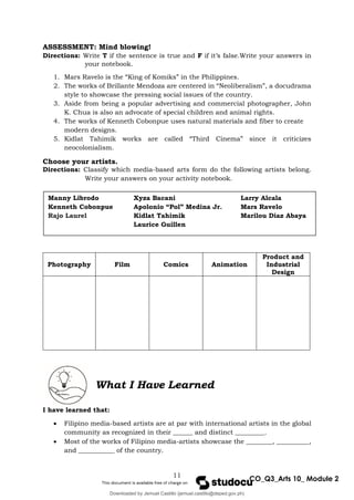 arts10-quarter3-module-2.pdf mapeh 2023- arts for grade 102024 | PDF