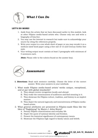 arts10-quarter3-module-2.pdf mapeh 2023- arts for grade 102024 | PDF