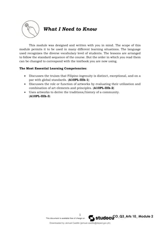 arts10-quarter3-module-2.pdf mapeh 2023- arts for grade 102024 | PDF