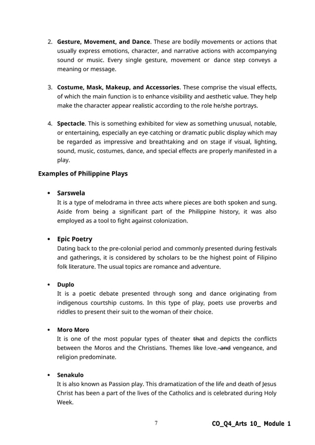 ARTS MAPEH 10-QUARTER 4-MODULE 1(1).DOCUMENTS | DOCX | Drama | Genres
