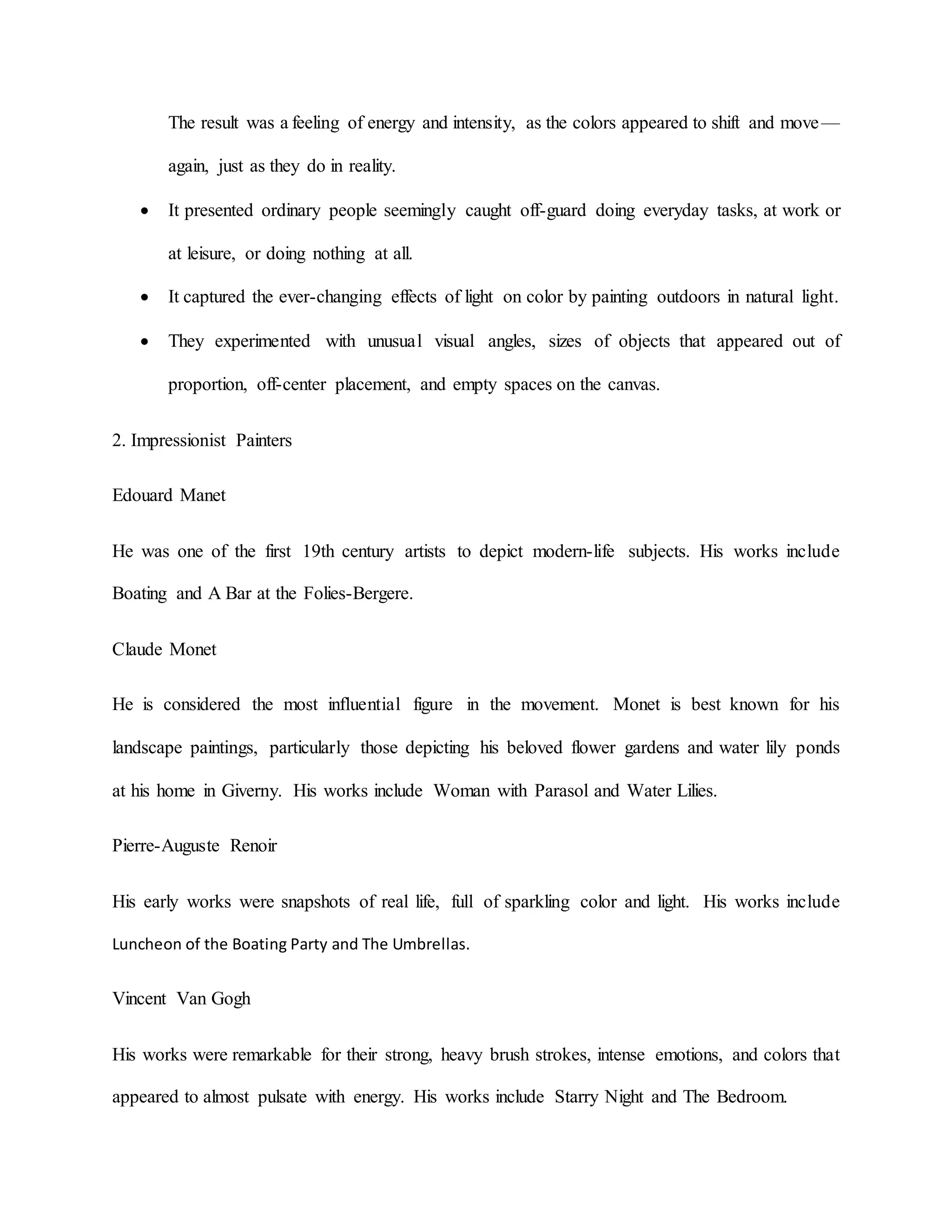 Arts 10 impressionism lesson exemplar | DOCX