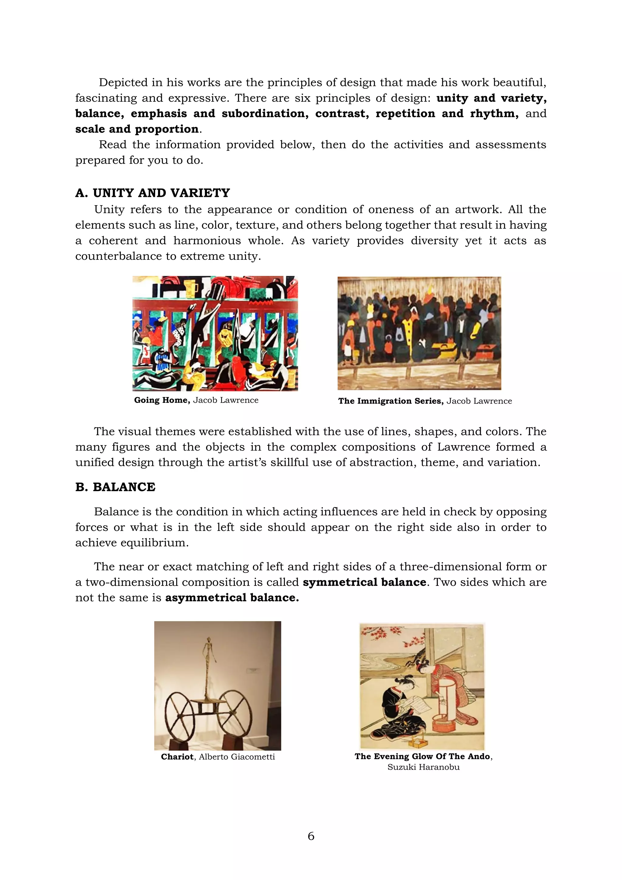 Arts10 q1 mod1_principles-of-design-and-elements-of-arts_content1 | PDF