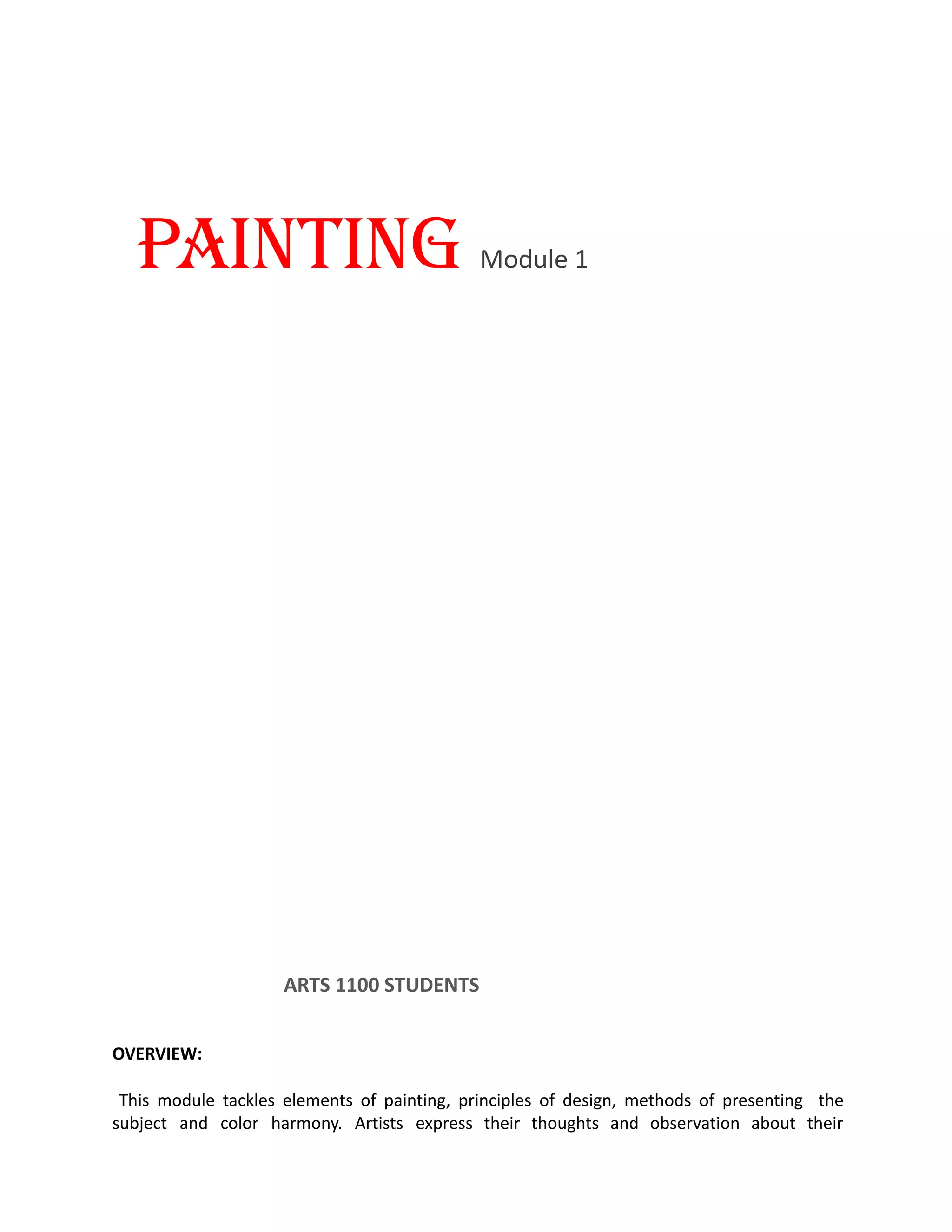 ARTS 1100 MODULE 1 Painting.pdf