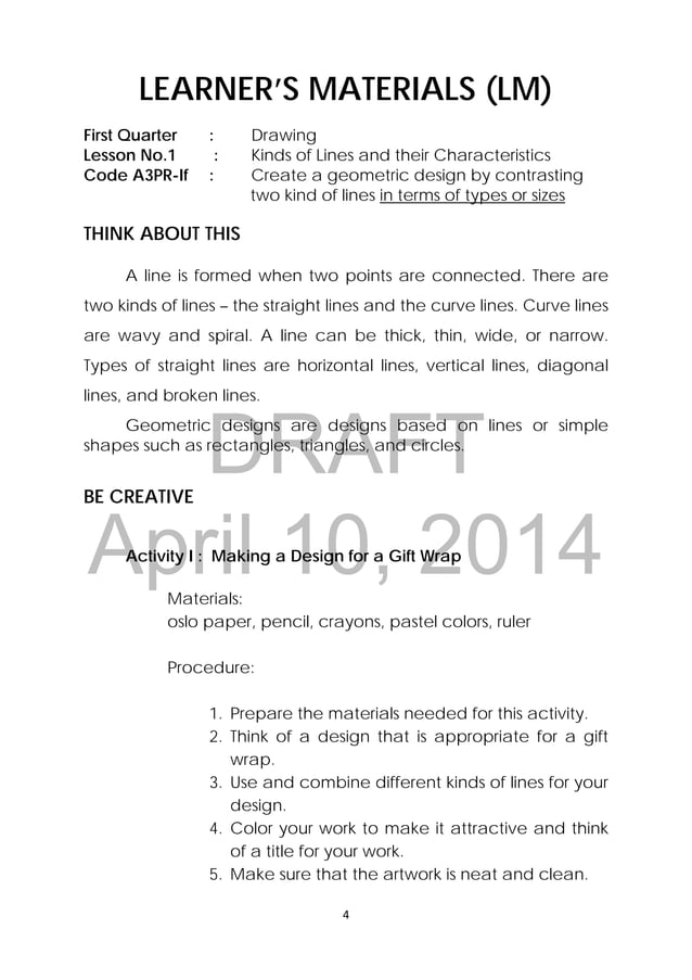 Grade 3 Arts Learners Module | PDF | 3-D Graphics | Computer Software and Applications