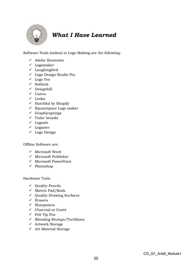 Arts6_q1_mod1_logo design and cartoon character making_v2.pdf | Drawing ...