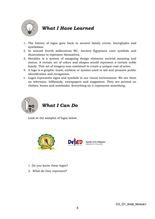 Arts6_q1_mod1_logo design and cartoon character making_v2.pdf | Drawing ...