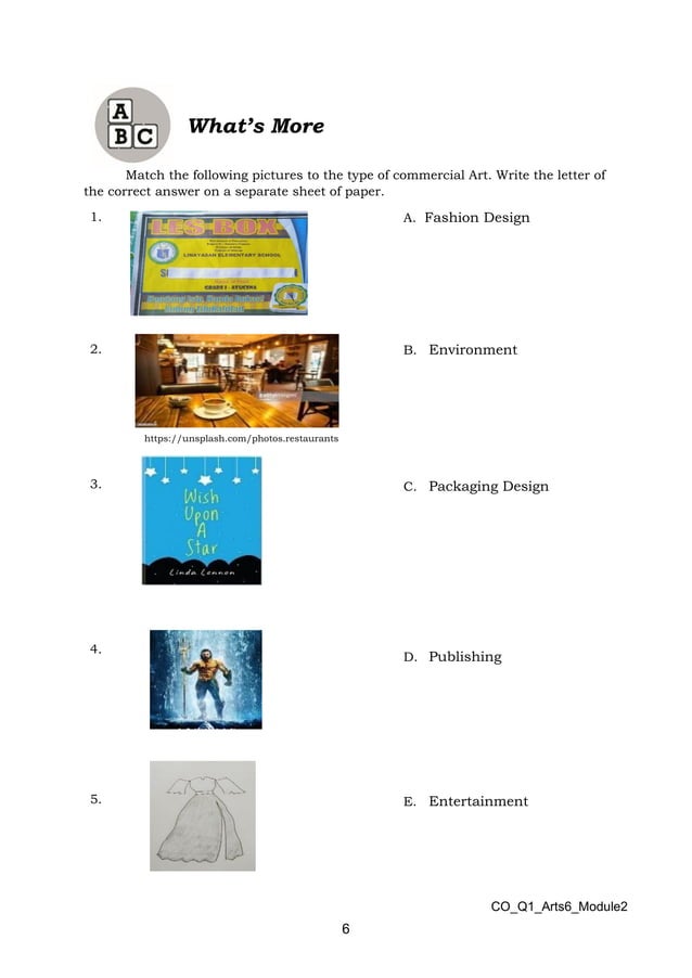 Arts6_q1_mod2_elements and principles applied in commercial art_v2.pdf | Design | Fine Art