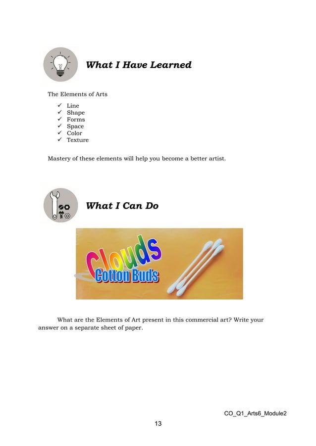 Arts6_q1_mod2_elements and principles applied in commercial art_v2.pdf | Design | Fine Art