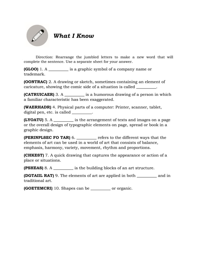 Arts6_Q3_Mod1_Elements and Principles of Art Applied in New Design.pdf | Drawing and Sketching ...