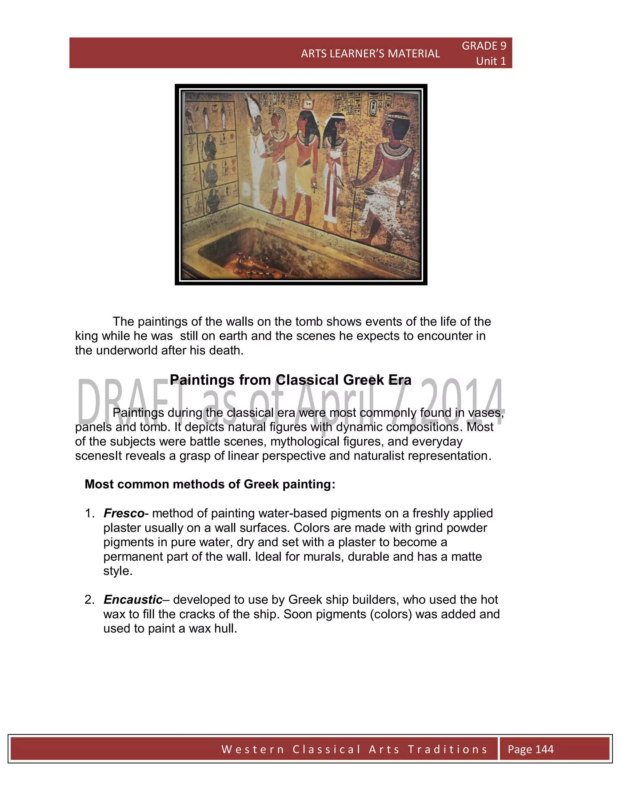MAPEH Arts Grade 9 | PDF