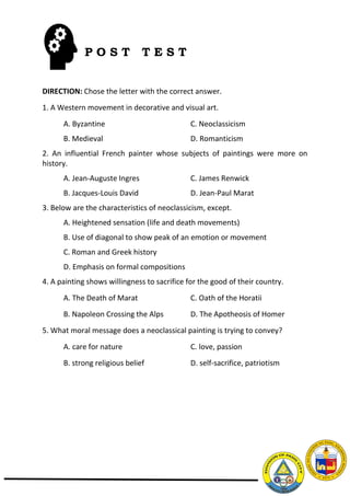 Arts 9 M1 Q3 NEOCLASSICAL PAINTINGS AND ARTIST | PDF