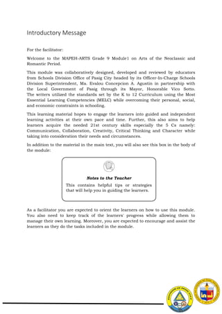 Arts 9 M1 Q3 NEOCLASSICAL PAINTINGS AND ARTIST | PDF