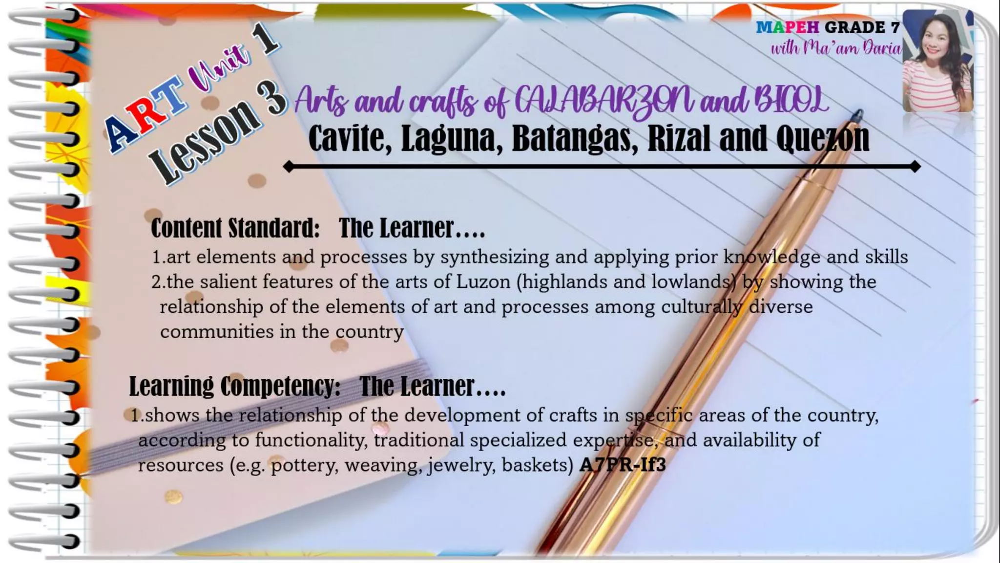 Arts and crafts of calabarzon and bicol region art grade 7 lesson | PDF