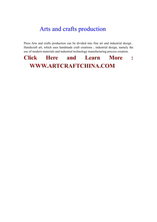 Arts and crafts production | DOC | Arts and Crafts | Hobbies & Interests