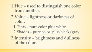 Arts and principles and elements of designs grade 7 | PPTX | Design ...