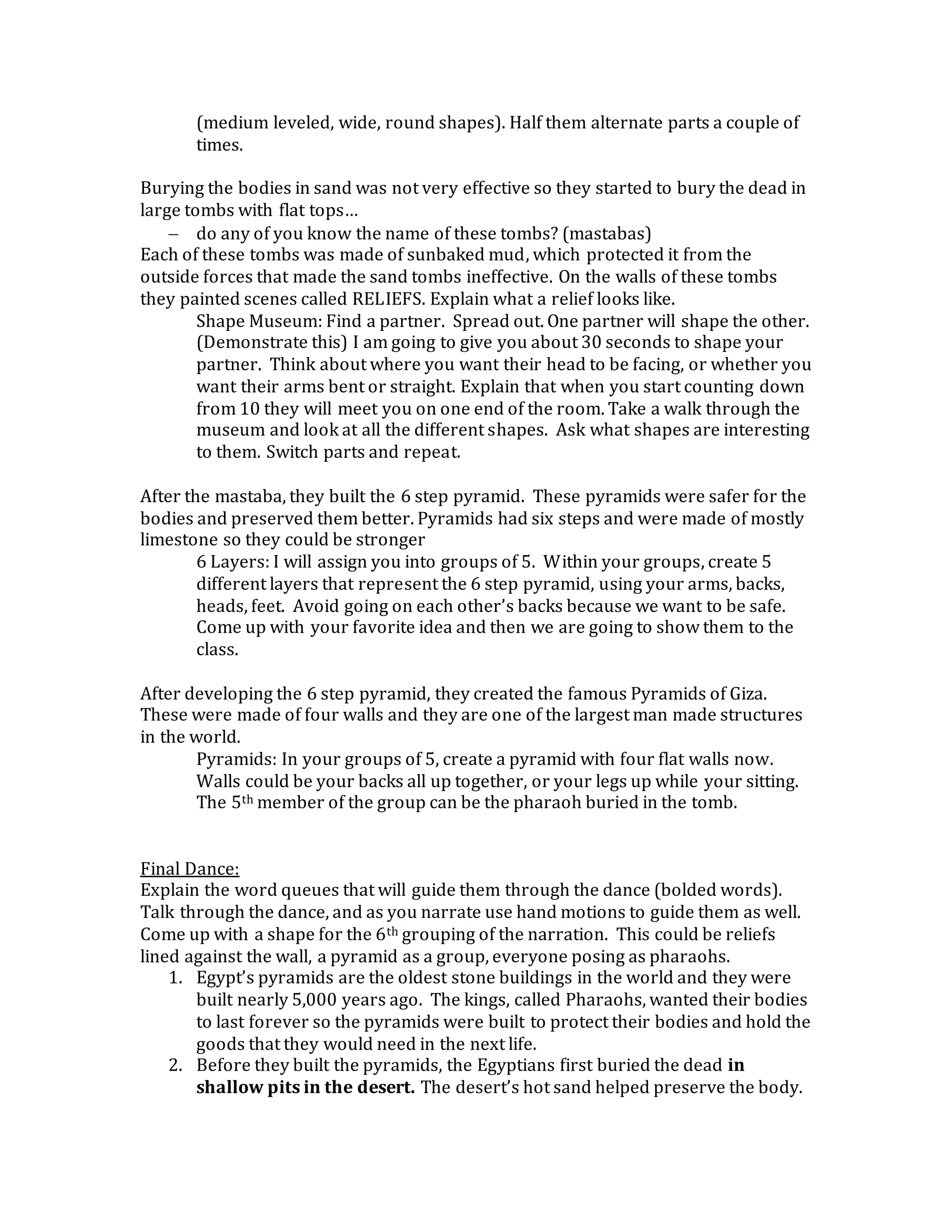 Egyptian Pyramids Dance Lesson Plan | DOCX