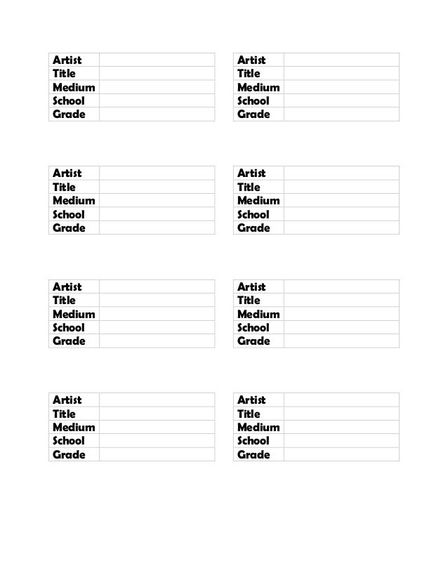 Art show display tags